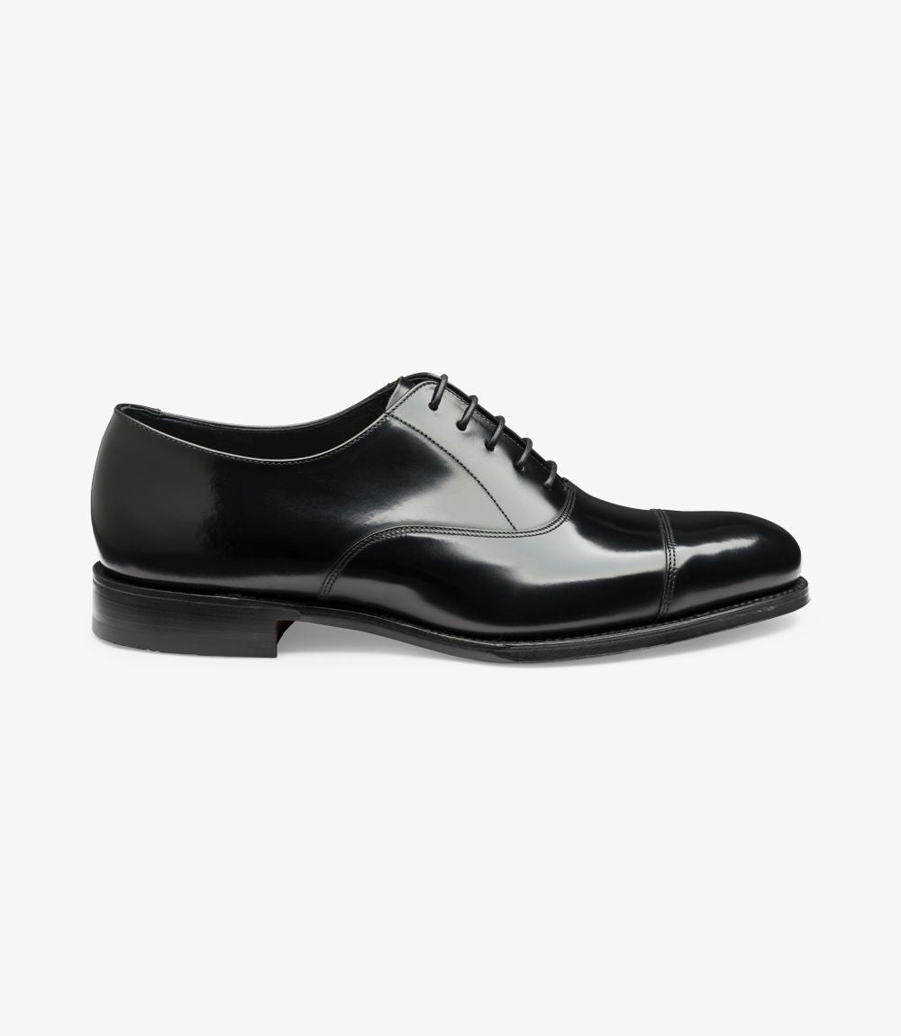 LOAKE ELGIN BLACK OXFORD TOE CAP LEATHER SOLE G-WIDE – Loake Shoes ...