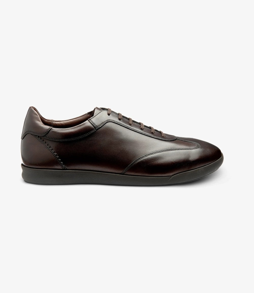 LOAKE MAYFAIR DARK BROWN LEATHER TRAINER RUBBER SOLE F-MEDIUM – Loake ...